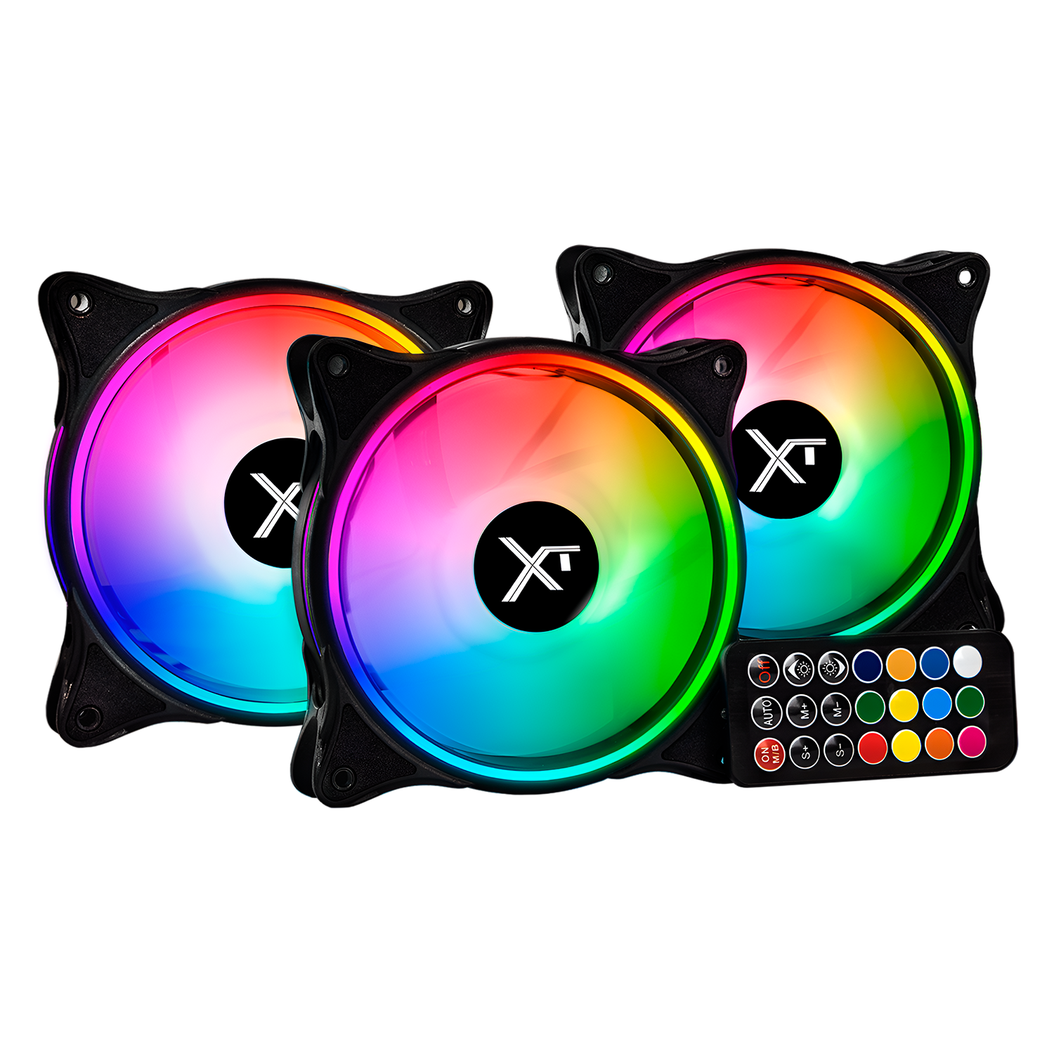 Kit 3 Ventiladores Gamer XTREME PC GAMING Air Force 120mm ARGB 1500RPM Hub 12 Control Negro ...