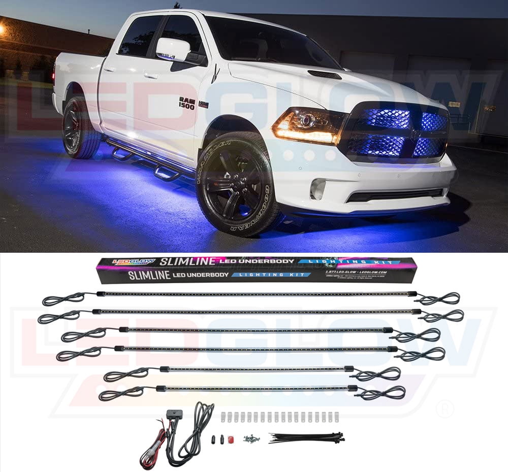 LEDGlow 6pc Blue SMD LED Slimline Truck Underbody Underglow Lighting ...