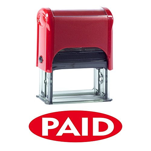 Vivid Stamp Paid Oval Reversed Self Inking Rubber Stamp (Red Ink ...