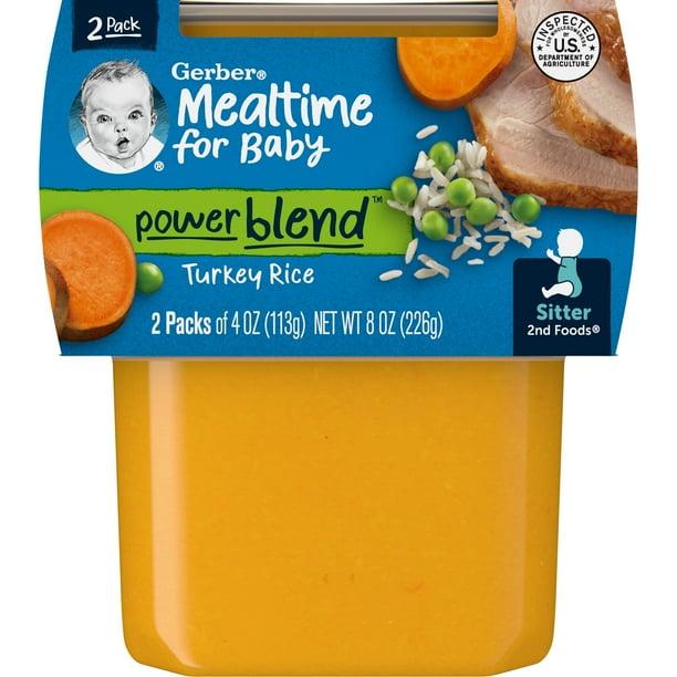Gerber 2nd Foods Baby Foods, Turkey & Rice, 4 oz Tub (2 Pack) - Walmart.com