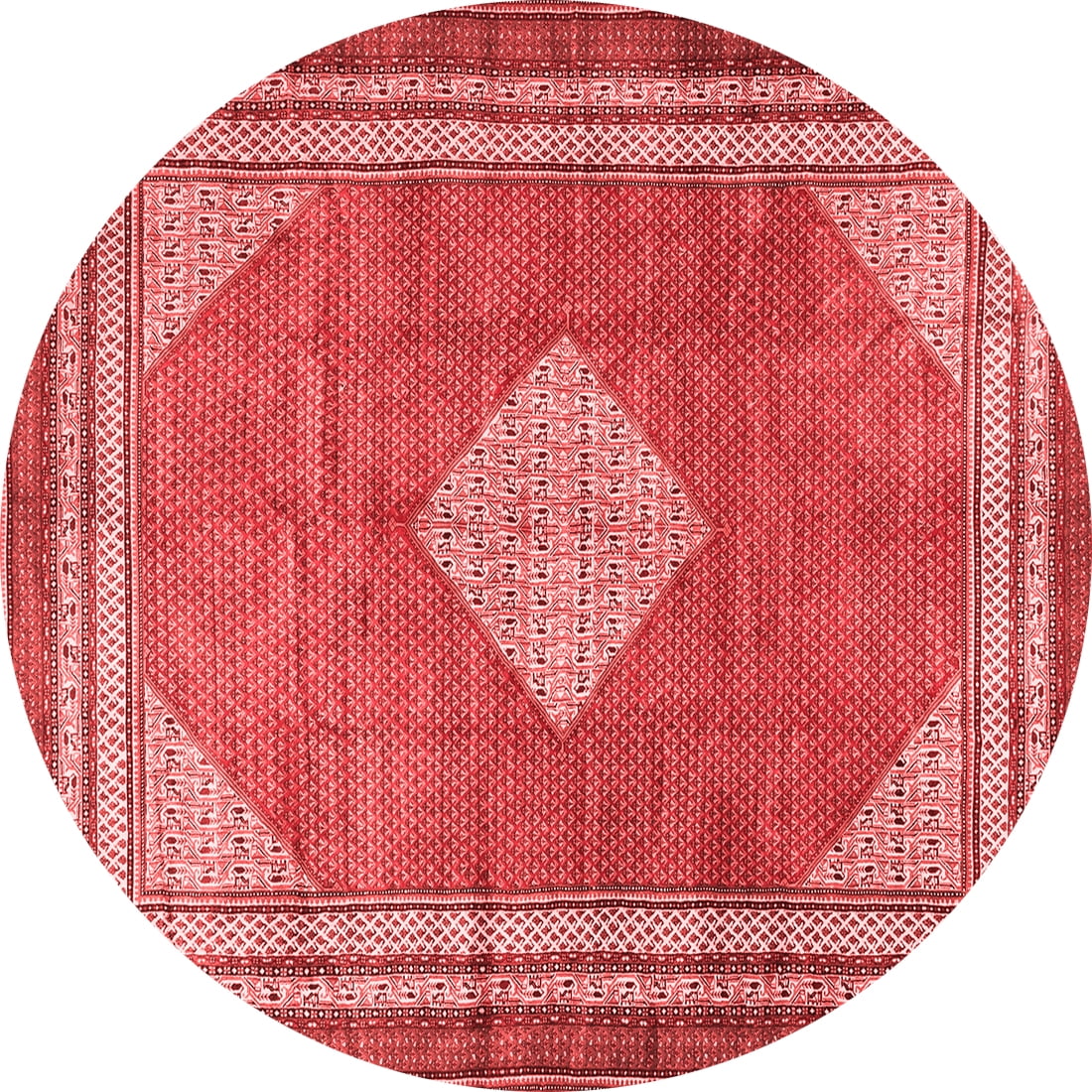 Ahgly Company Indoor Round Medallion Red Traditional Area Rugs, 7 ...