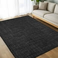 Black Area Rugs 5x8 for Living Room, Farmhouse Burlap Solid Black Color ...