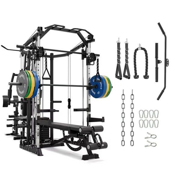 RitFit M1 Smith Machine - Multifunctional Workout Station with Cable Crossover, Squat Rack Power ...