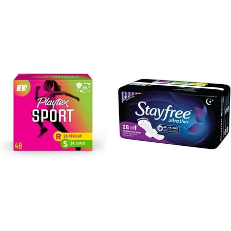 Playtex Sport Tampons, Regular & Super Absorbency Multipack, 48 Count ...