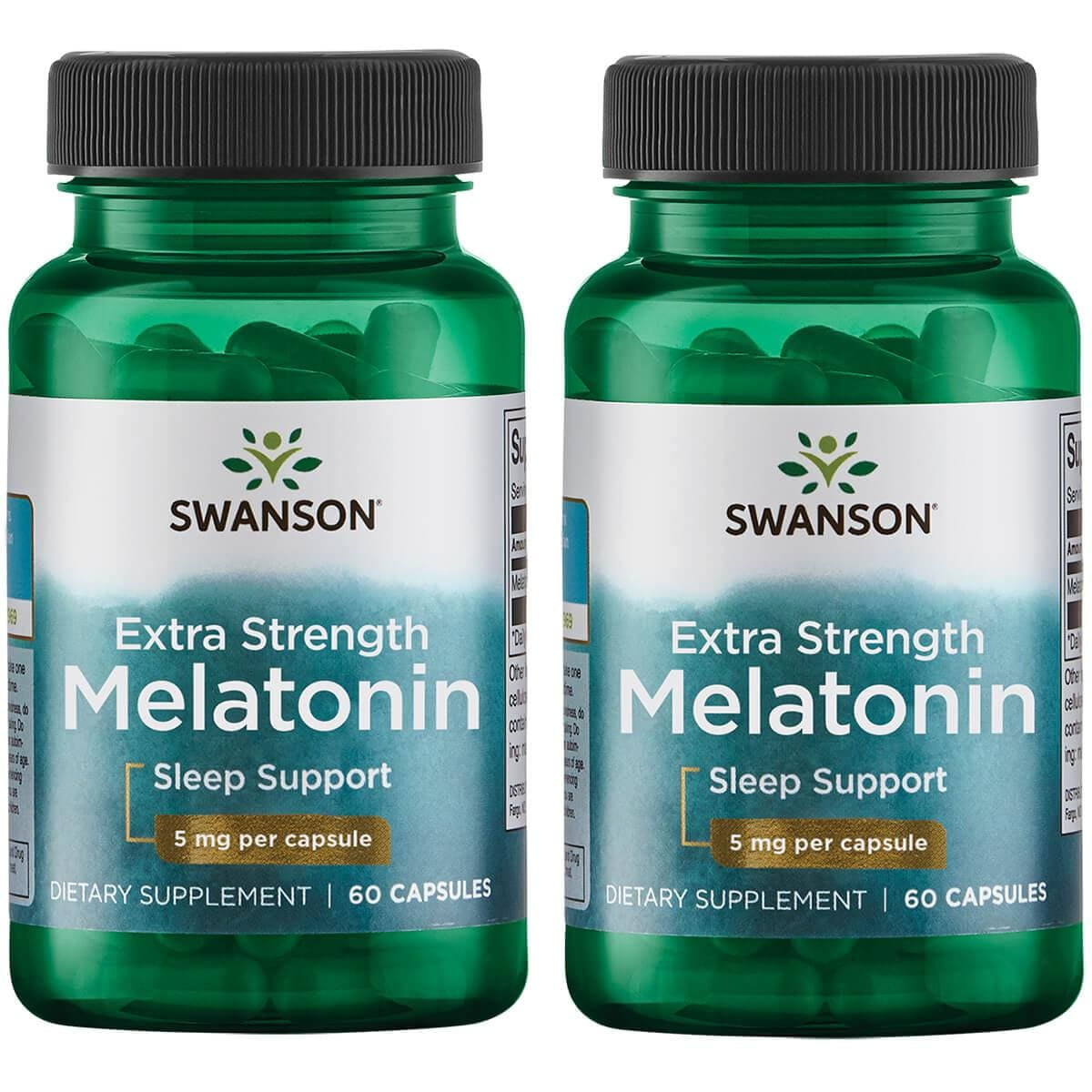 Swanson Extra Strength Melatonin - 100% Drug Free 5 mg 60 Caps 2 Pack ...