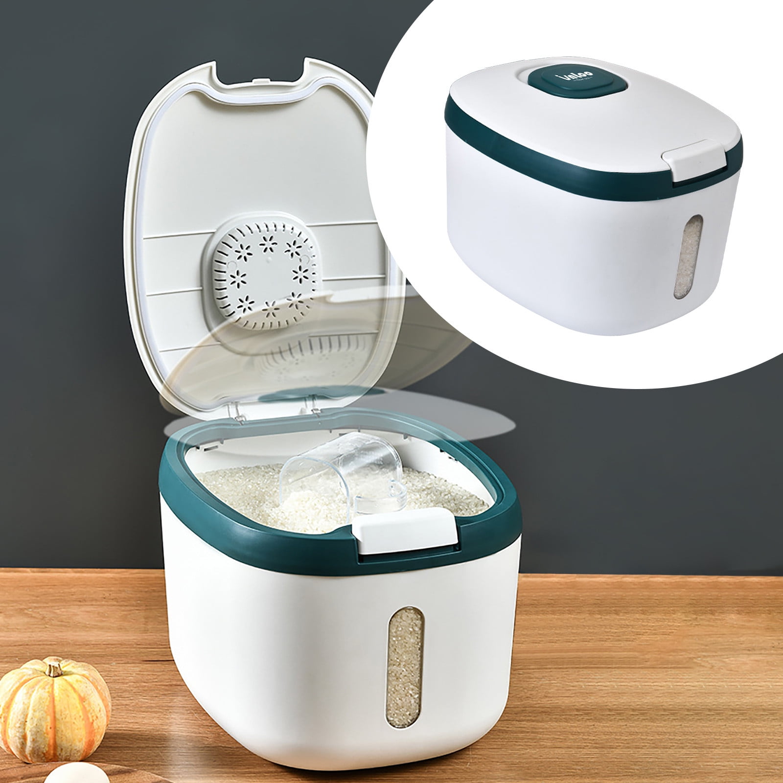 LSLJS Airtight Rice Dispenser,Cover Rice Bucket for Cereal Grain Flour ...