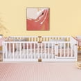 Rubber Wood Twin Kids Floor Bed with Full High Safety Fence & Revolving ...