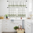 Abstract Stripe Kitchen Curtains and Valances Set, Classic Sage Green ...