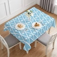 Boho Blue White Plaid Line Table Cloth 52x70in, Waterproof Rectangle ...