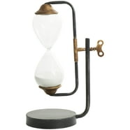 DecMode 13" x 6" Brass Glass Hourglass Sand Timer with Rotating Stand ...