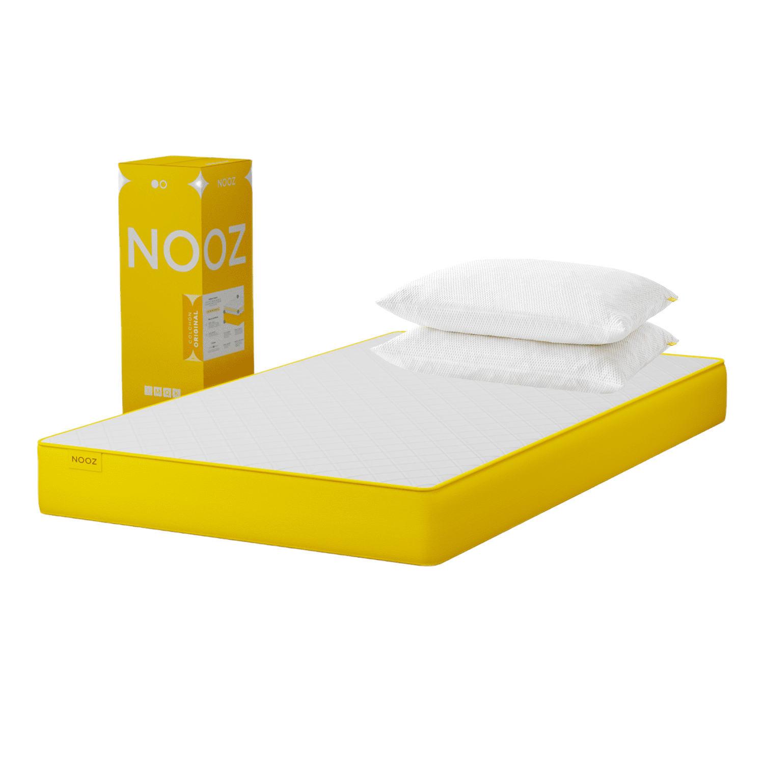 Colchón de Espuma Nooz Original 20cm Individual Adulto y 2 Almohadas ...