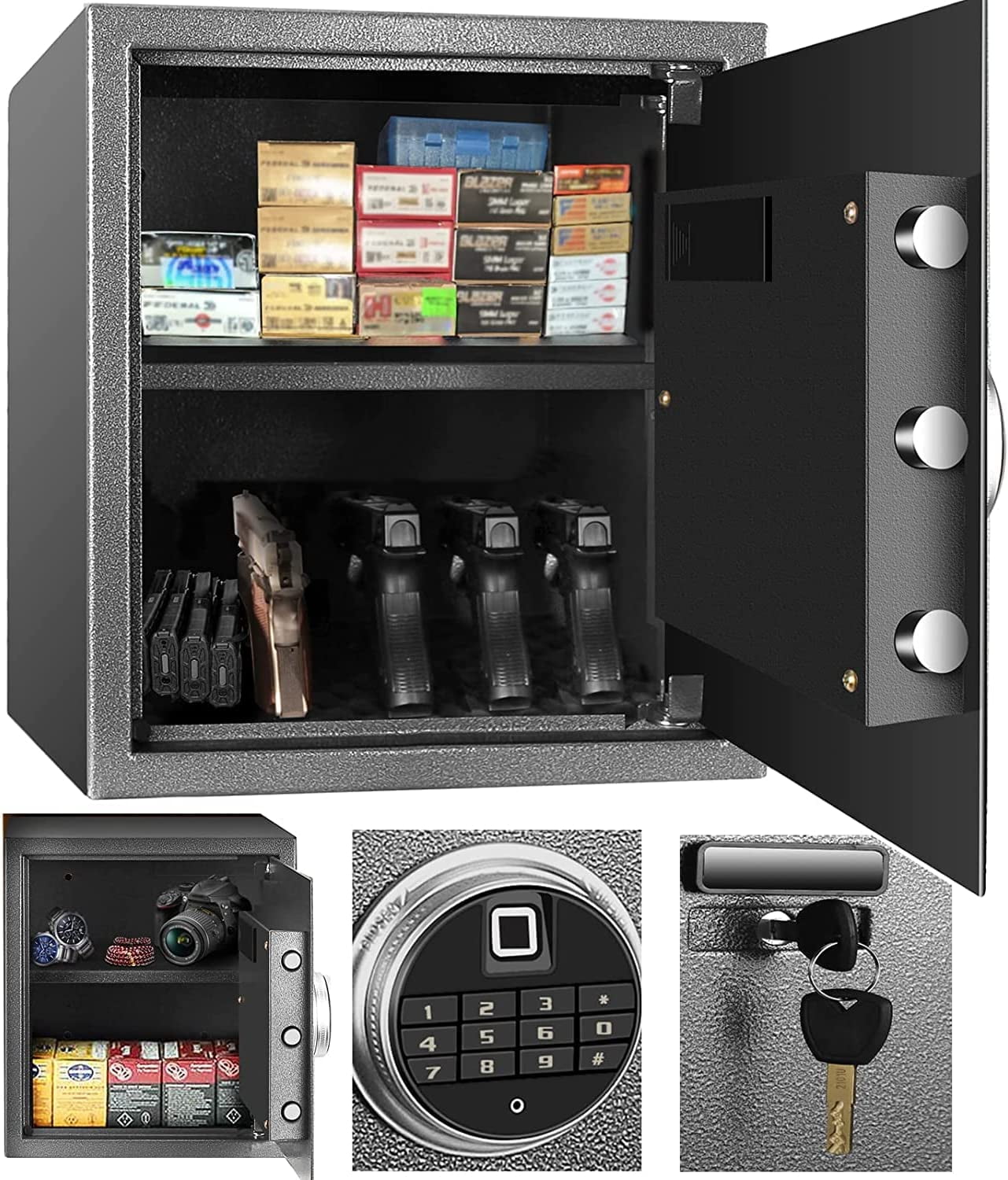 Security Biometric Safe Box, Steel Lock Box hand Gun Safe with ...