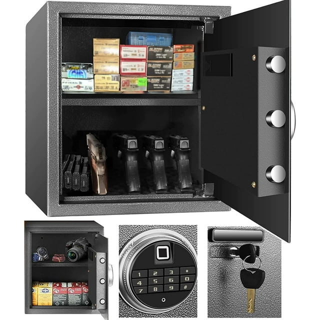 Security Biometric Safe Box, Steel Lock Box hand Gun Safe with ...
