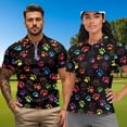Aplkyhs Funny Couple Golf Shirts Colorful Dog Paw Quarter Zip Mens ...