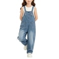 ATOGUTA Girls Jumpsuit Jeans Straight Leg Sleeveless Denim Pants Kids ...