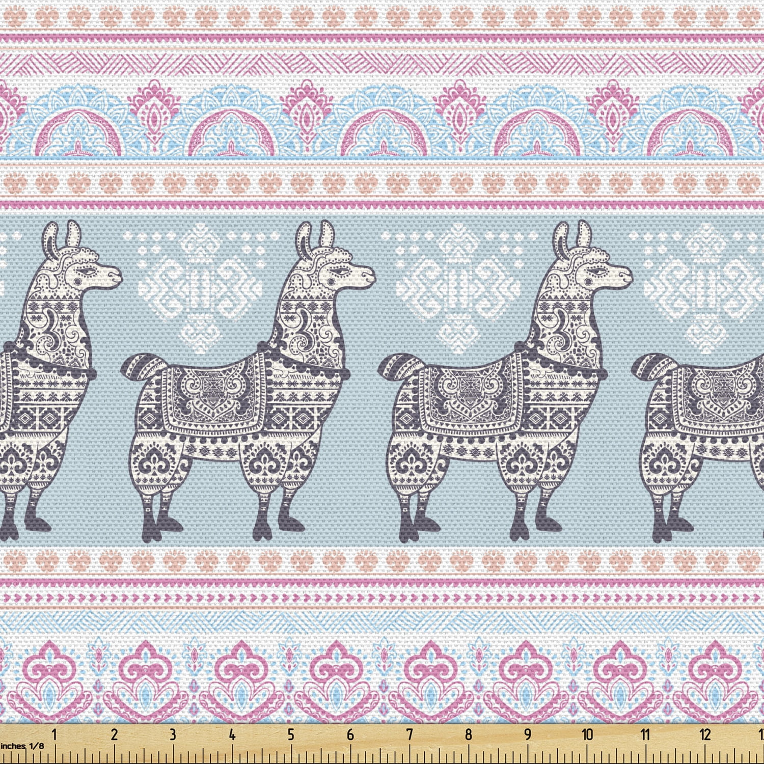 Llama Fabric by The Yard, Horizontal Borders with Patterned Alpaca ...