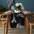 Black Architecture Cotton Linen Table Runner Retro Classic Black White ...