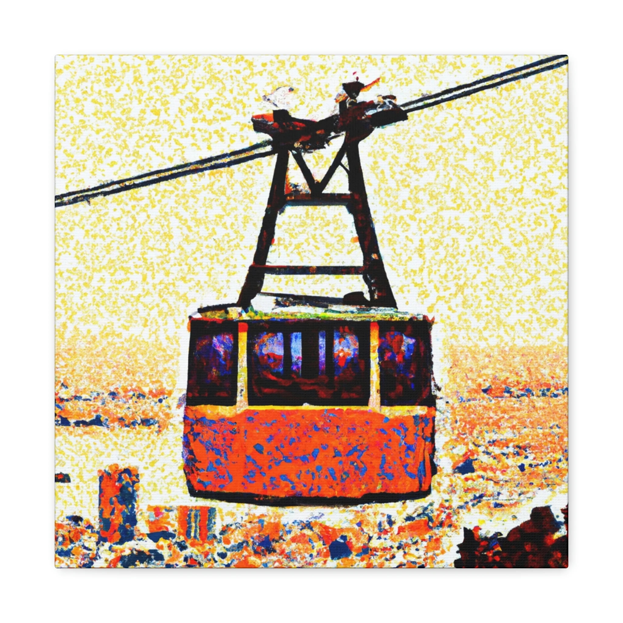 Cable Car Pointillism - Canvas - Walmart.com