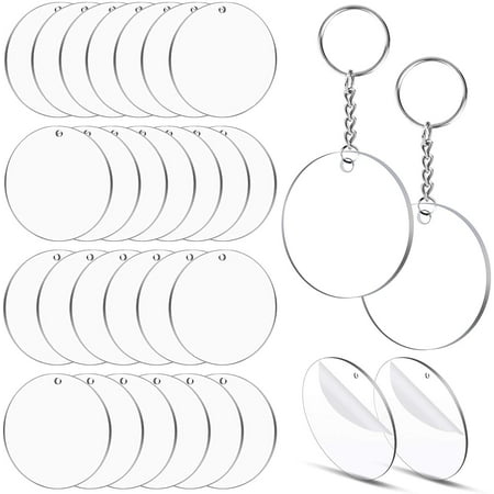Acrylic Keychain Blanks Bulk, 30Pcs 3 Inch Round Acrylic Circle ...
