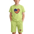 Boys Patriotic Tracksuit Retro USA Flag Heart Shape Graphic Print Short ...
