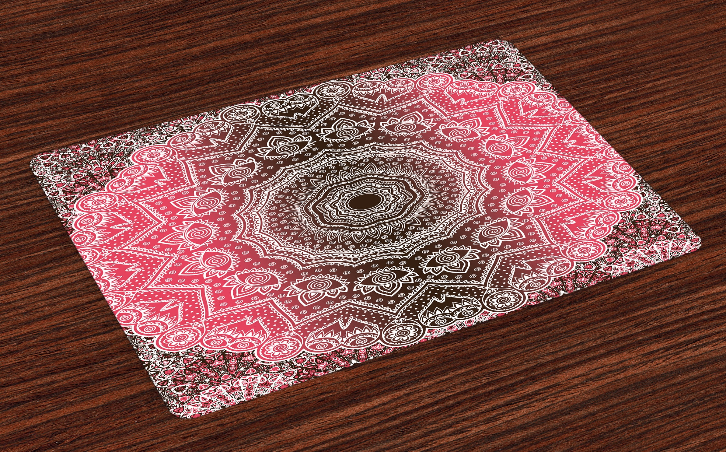 Mandala Placemats Set Of 4 Retro Bohemian Ombre Print Primary Essence