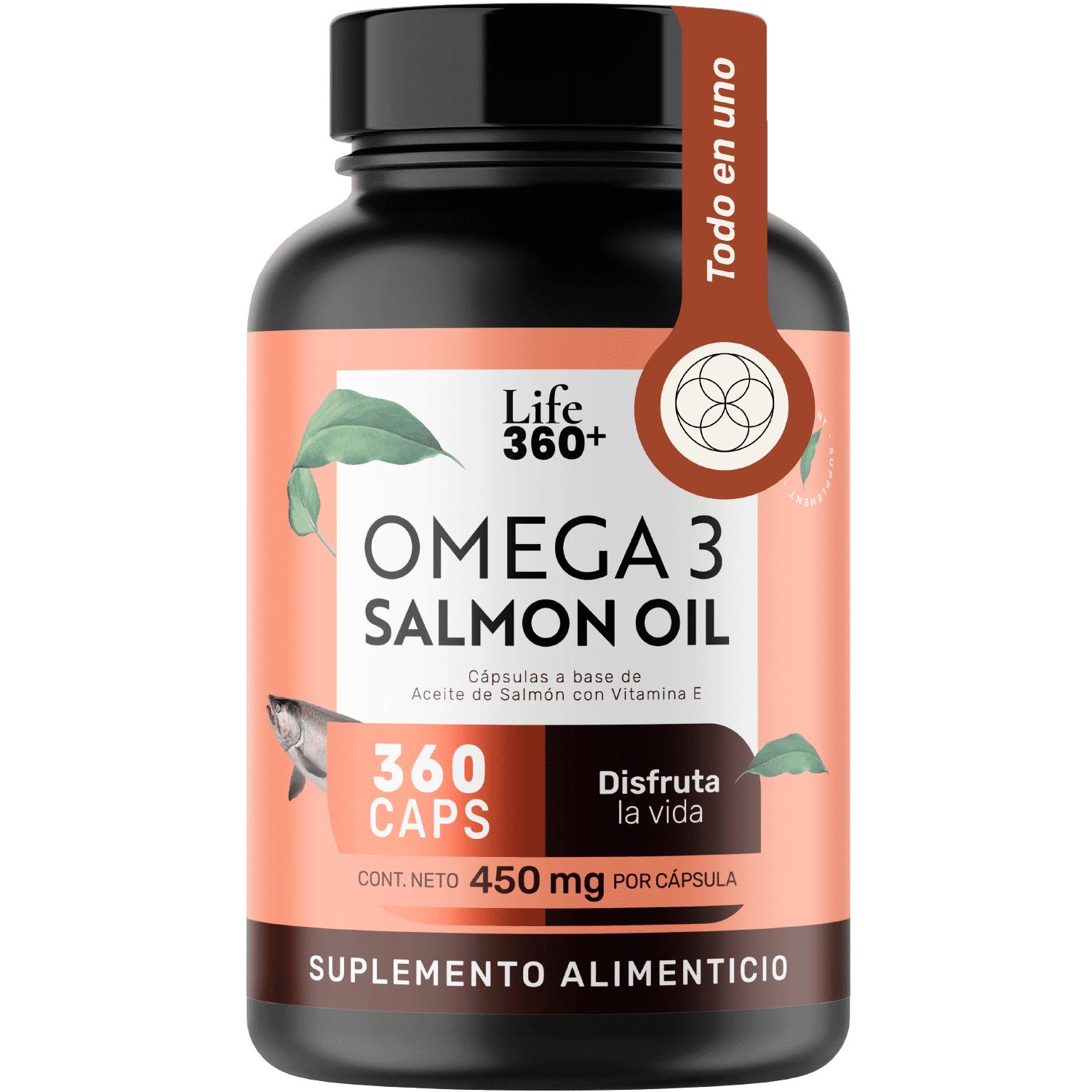 Omega 3 Salmon Oil | LIFE360+ | 360 Cápsulas | Aceite de Salmón con DHA ...