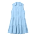 AHTJRT Womens Summer Tshirt Dresses Collared Short Sleeve V Neck Button ...
