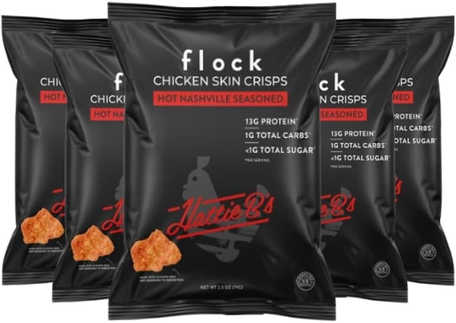 Chips de piel de pollo Flock Keto | El sabor picante de Nashville de ...