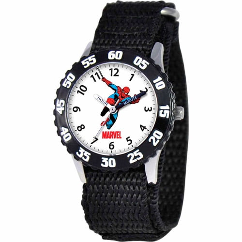 Spider-Man - Marvel Spider-Man Boys' Stainless Steel Watch, Black Strap ...
