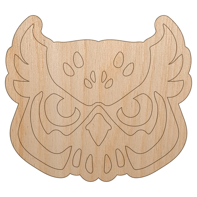 Great Horned Owl Head Wood Shape Unfinished Piece Cutout Craft DIY ...