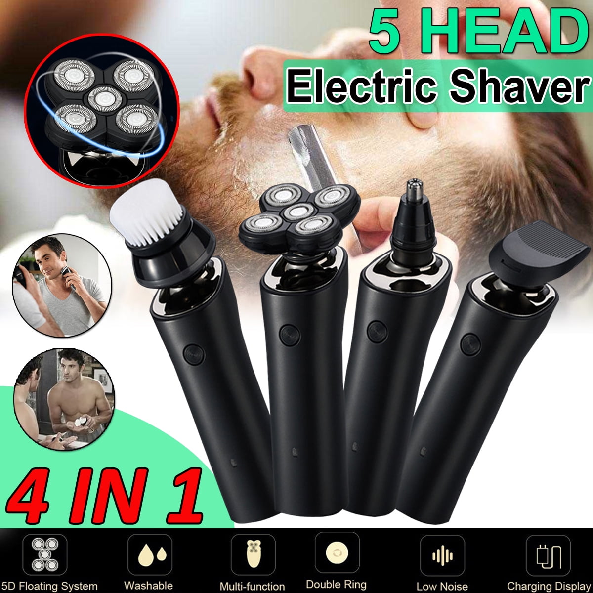 4 IN 1 Men's Grooming Kit, Electric Razor Shaver Rechargeable Beard ...