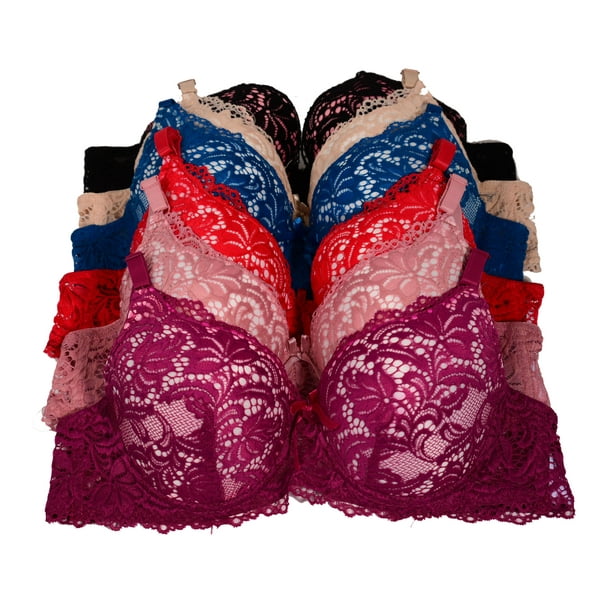 Pink - Women Bras 6 pack of Bra B cup C cup Size 38B (6318) - Walmart ...