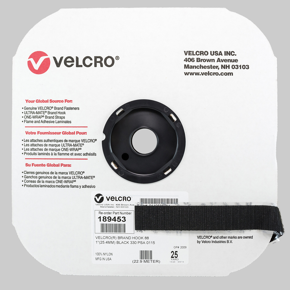 VELCRO® Brand - 1" Black Hook: Pressure Sensitive Adhesive - Rubber ...