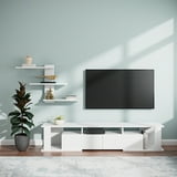 Ada Home Decor 4 Tier TV Stand with Doors - White TV Stand for TVs up ...