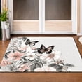 50*80cm Watercolor Pink Floral Black Butterfly Sketch Print Flannel ...