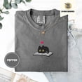 Black Cat and Book Embroidered Comfort Colors Tee, Gift for Readers ...
