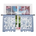 Blue Flowers Sheer Curtains for Living Room Bedroom, Floral Geometric ...