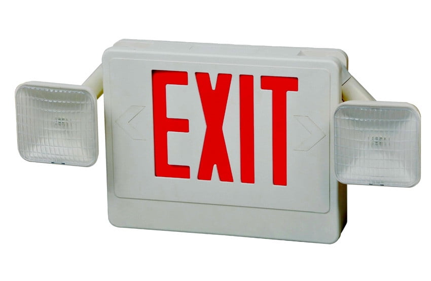 Combo LED Exit Emergency Light Red LED White Housing - Walmart.com