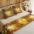Bed Runner for Cal King Size Bed, Orange Autumn Leaves 3 Pcs Bedding ...