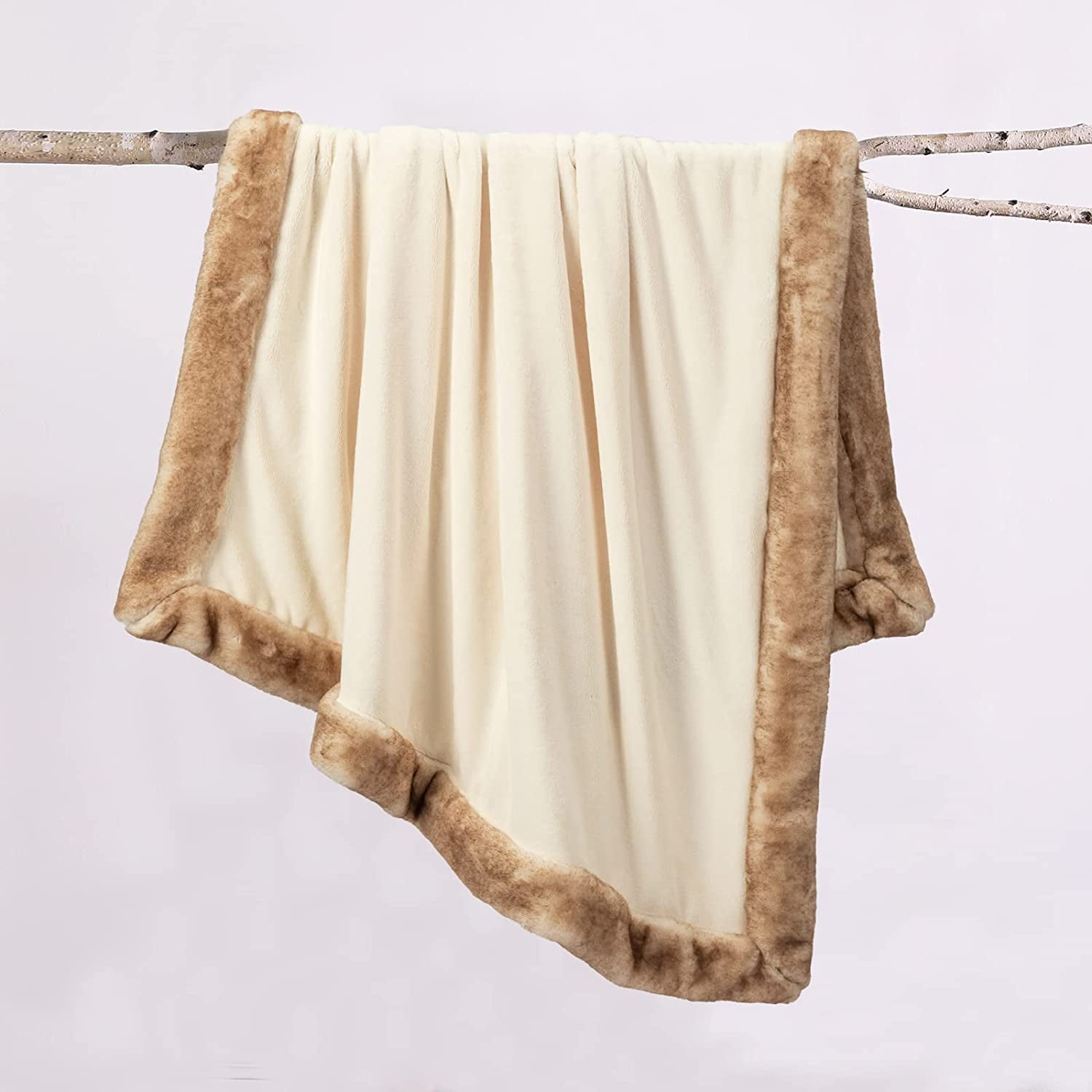 ZXNYH Luxury Super Soft Striped Faux Fur Throw Blanket for Couch,60"x ...