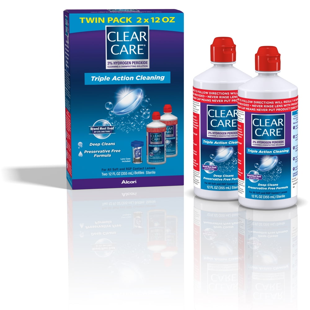 Clear Care Contact Lens Cleaning and Disinfecting Solution, Twin Pack ...
