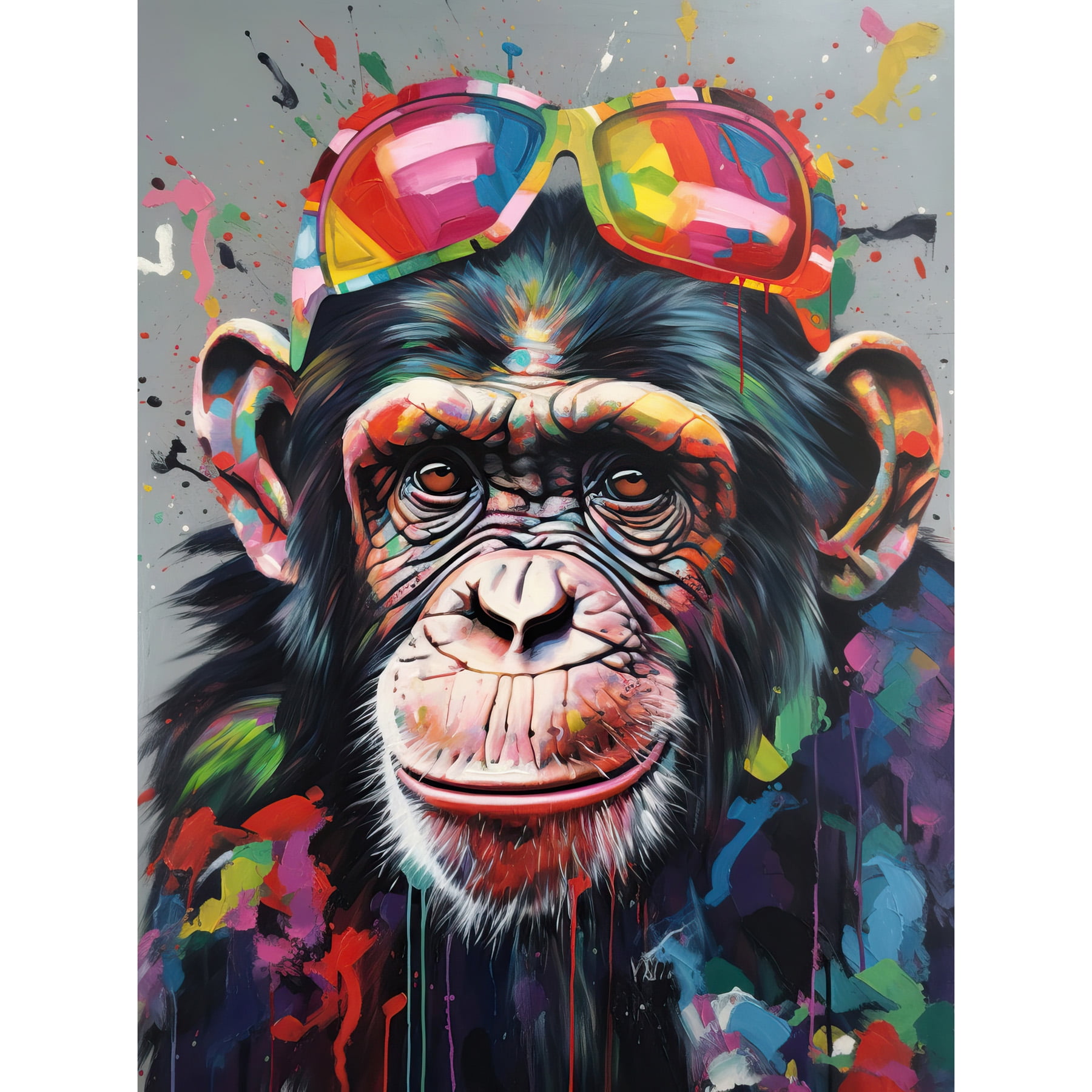 Chimpanzee With Rainbow Sunglasses Modern Pop Art Unframed Wall Art ...