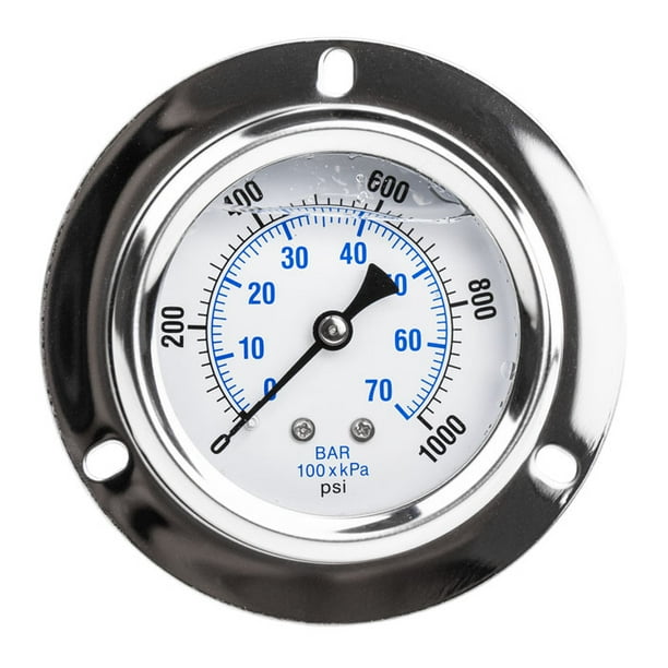 2.5" Liquid Filled Pressure Gauge 0-1,000 PSI 1/4" NPT CBM Panel Flush ...