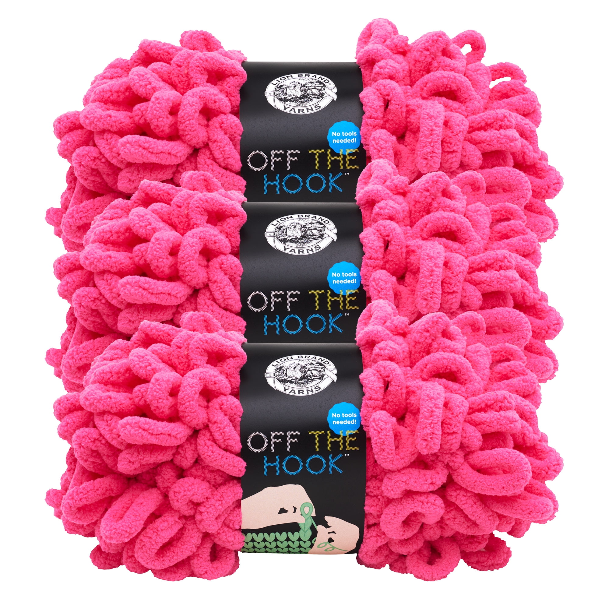 Lion Brand Off the Hook Paradise Loop Jumbo Polyester Pink Yarn 3 Pack ...