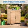 Dextrus Large Wooden Garden Potting Bench Table with Doors, All Weather ...