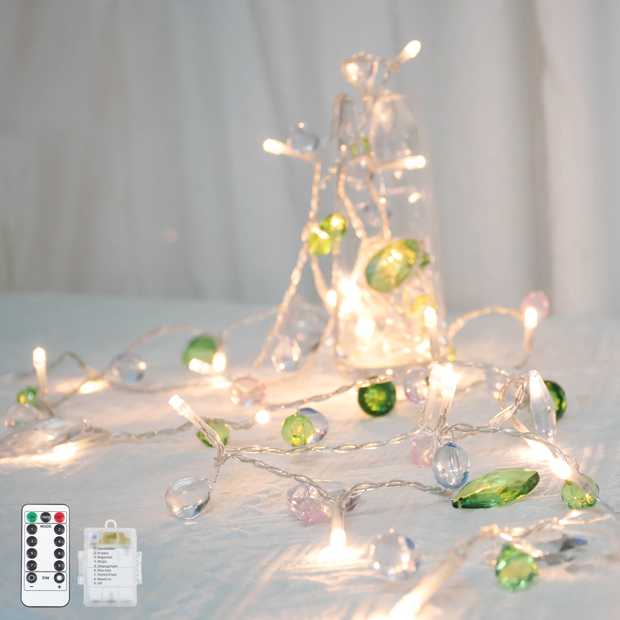 Battery Operated Acrylic Crystal Fairy Lights Bohemia String Lights ...