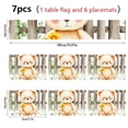 7 Piece Linen Table Runner and Placemats Set, Cute Bear Sunflower Round ...