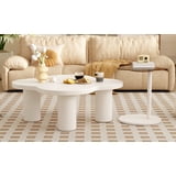 Euroco Modern Petal-Shaped Nesting Coffee Table Set with Glass & Solid ...