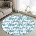 Aqua Blue Palm Tree Round Rug 3.3ft Washable Circle Entryway Rugs Non ...