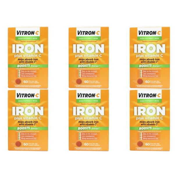 Vitron - C High Potency Iron Supplement Tablets - 60 Ea, 6 Pack ...